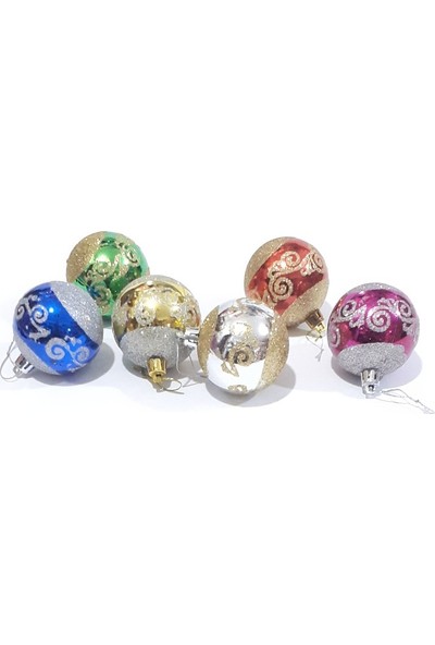 Fun World Yılbaşı Yeni Yıl Süsü Çam Ağacı Süs Top Simli& Desenli 6 cm 6'lı Fun World Yılbaşı Yeni Yıl Süsü Çam Ağacı Süs Top Simli& Desenli 6 cm 6'lı