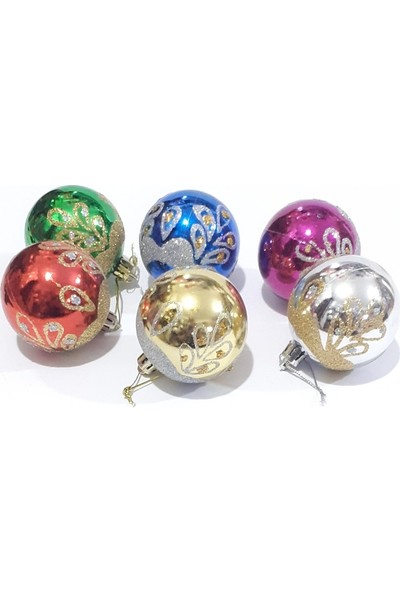 Fun World Yılbaşı Yeni Yıl Süsü Çam Ağacı Süs Top Simli&desenli 6 cm 6'lı Fun World Yılbaşı Yeni Yıl Süsü Çam Ağacı Süs Top Simli&desenli 6 cm 6'lı