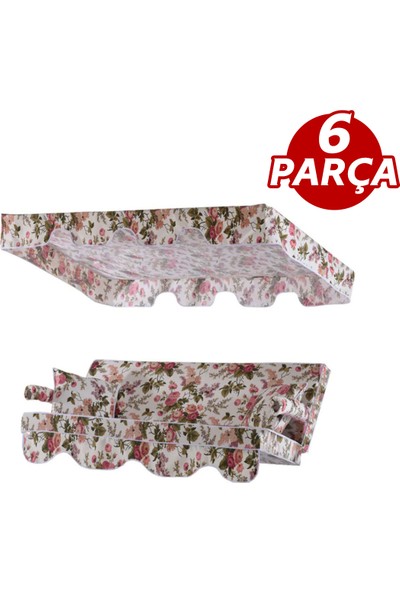 Tedarik Center İngiliz Gülü 6 Parça Salıncak Minder Takımı