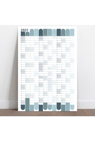 Bi'aldım Yıllık Planlayıcı Duvar Takvimi - 35 x 50 cm Boy Afiş Mavi