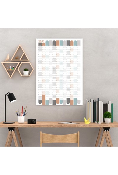 Bi'aldım Yıllık Planlayıcı Duvar Takvimi - 50 x 70 cm Boy Afiş Renkli