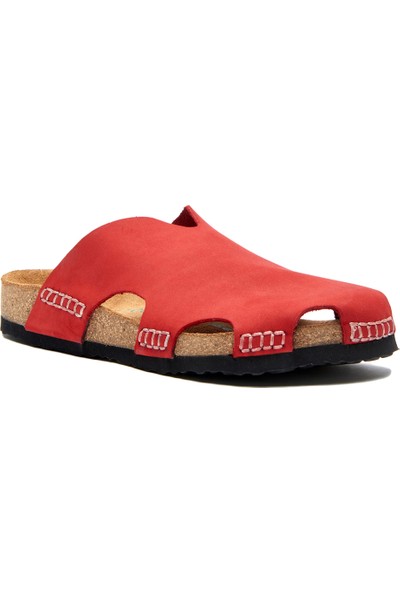 Comfortfüsse Kırmızı Nubuk Deri Mantar Tabanlı Unisex Sabo-Trudi Comfortfüsse Kırmızı Nubuk Deri Mantar Tabanlı Unisex Sabo-Trudi