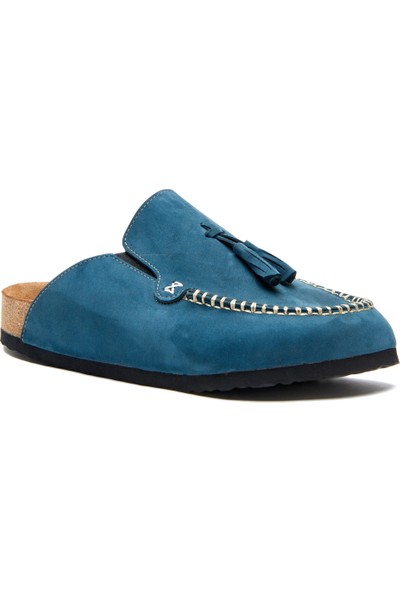 Comfortfüsse Lacivert Nubuk Deri Mantar Tabanlı Unisex Sabo-Robin