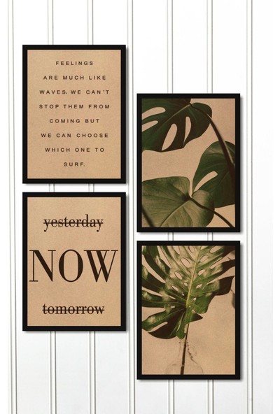 Kate Louise 4 Parça Çerçeve Görünümlü Mdf Tablo Seti