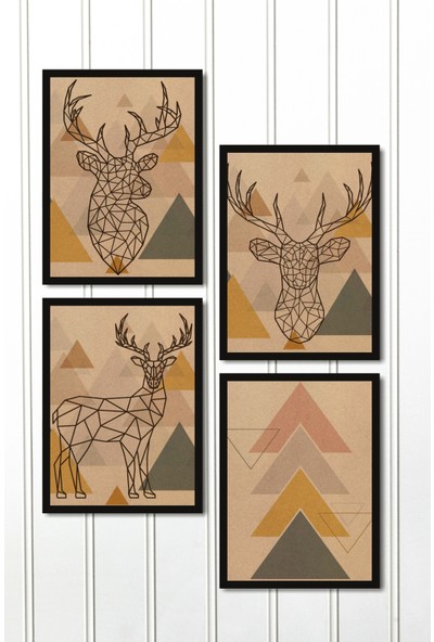 Kate Louise 4 Parça Çerçeve Görünümlü Mdf Tablo Seti