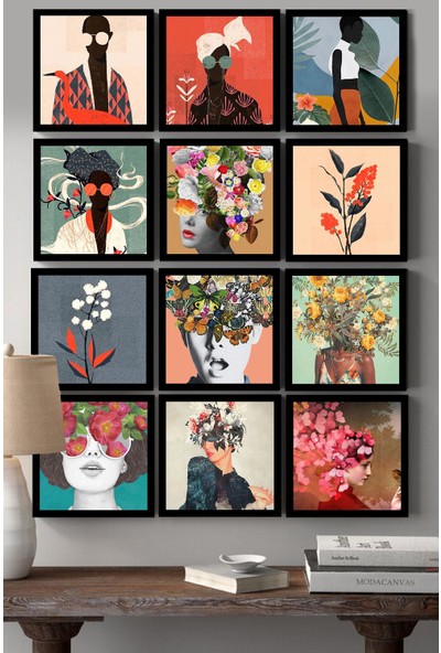 Kate Louise 12 Parça Çerçeve Görünümlü Mdf Tablo Seti