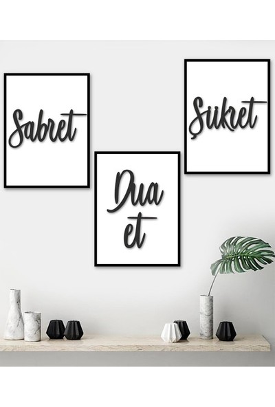 Kate Louise 3 Parça Çerçeve Görünümlü Mdf Set Tablo