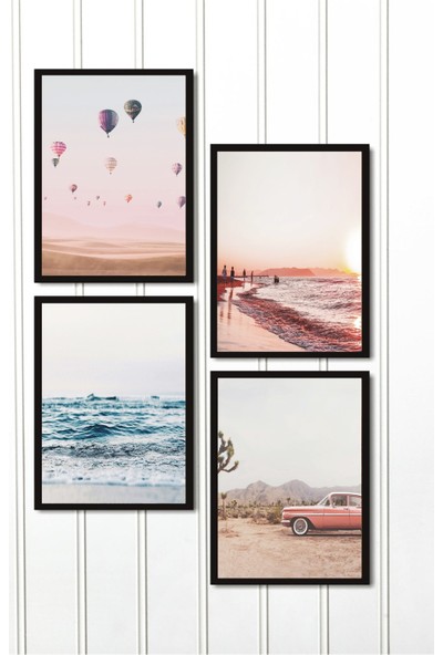 Kate Louise 4 Parça Çerçeve Görünümlü Mdf Tablo Seti