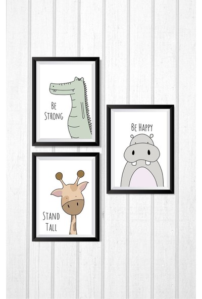 Kate Louise 3 Parça Çerçeve Görünümlü Mdf Tablo Seti