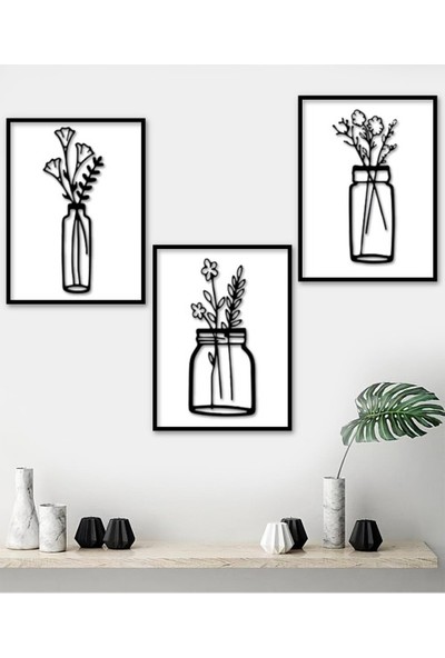 Kate Louise 3 Parça Çerçeve Görünümlü Mdf Set Tablo