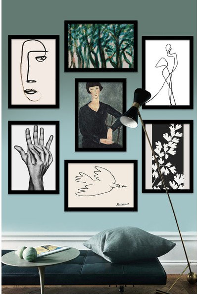 Kate Louise 7 Parça Çerçeve Görünümlü Mdf Tablo Seti