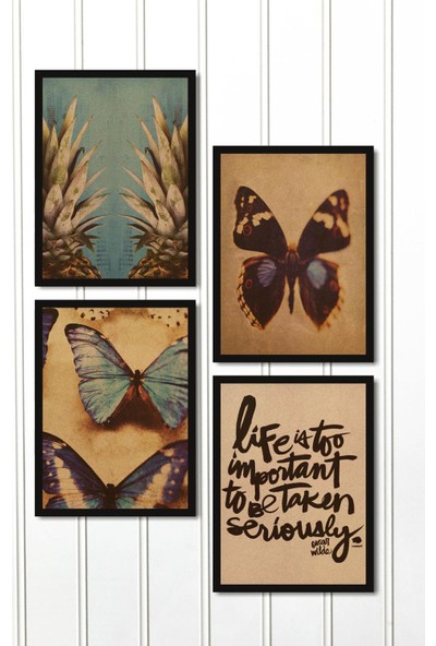 Kate Louise 4 Parça Çerçeve Görünümlü Mdf Tablo Seti