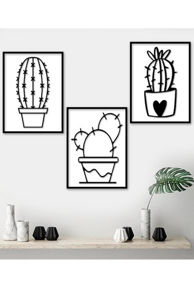 Kate Louise 3 Parça Çerçeve Görünümlü Mdf Set Tablo