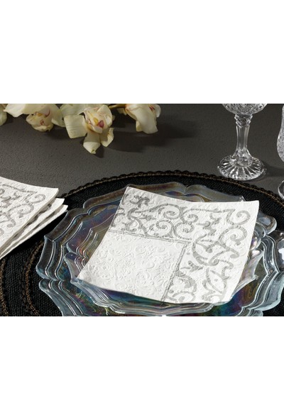 English Home Madeline Kağıt 20 Adet Kağıt Peçete 33X33 cm Silver