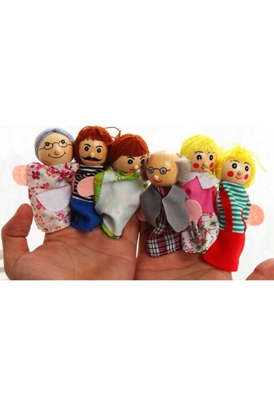 Ağaçtanya Ahşap Parmak Kukla Aile Ağaçtanya Ahşap Parmak Kukla Aile