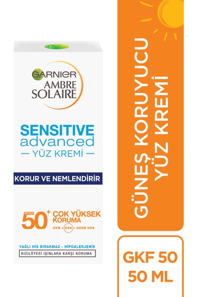 Garnier Ambre Solaire Sensitive Advanced Koruyucu Yüz Kremi GKF50+ 50ML Garnier Ambre Solaire Sensitive Advanced Koruyucu Yüz Kremi GKF50+ 50ML