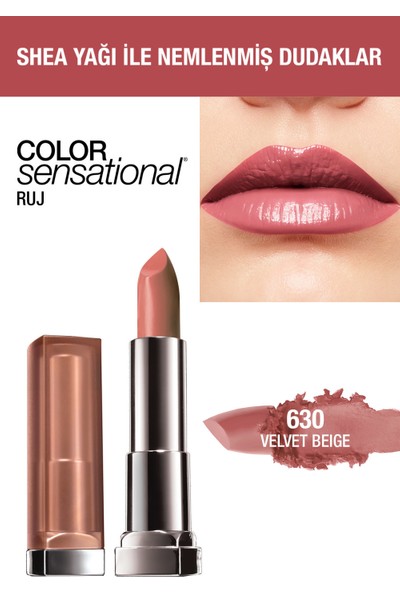 Maybelline New York Color Sensational Ruj - 630 Velvet Beige - Nude Pembe Maybelline New York Color Sensational Ruj - 630 Velvet Beige - Nude Pembe