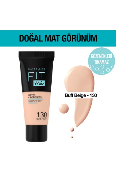 Maybelline New York Fit Me Matte+Poreless Fondöten - 130 Buff Beige Maybelline New York Fit Me Matte+Poreless Fondöten - 130 Buff Beige