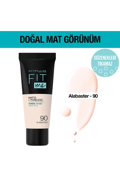 Maybelline New York Fit Me Matte+Poreless Fondöten - 090 Alabaster Maybelline New York Fit Me Matte+Poreless Fondöten - 090 Alabaster