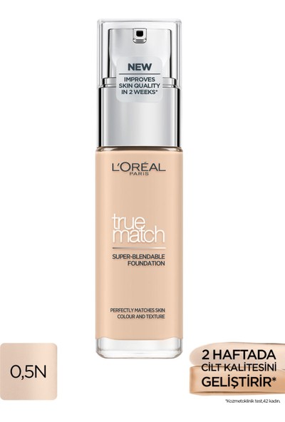 L'Oréal Paris True Match Bakım Yapan Fondöten 0.5N Porcelaın L'Oréal Paris True Match Bakım Yapan Fondöten 0.5N Porcelaın