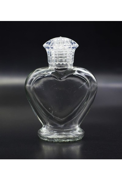 Nikah Şekeri Market 100 cc Kalp Cam Şişe Kristal Kapak 10 Adet