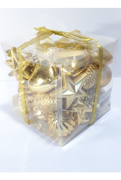 Yılbaşı Yeni Yıl Süsü Çam Ağacı Süs Karışık 30'lu Altın