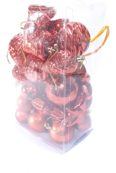 Yılbaşı Yeni Yıl Süsü Çam Ağacı Süs Karışık 28'li Kırmızı