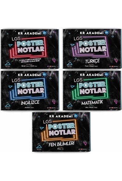 Kr Akademi LGS Poster Notlar 5'li Seti