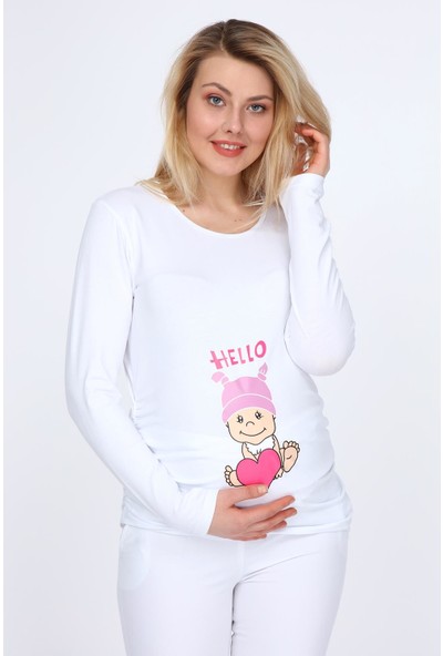 Işşıl Kalpli Bebek Hamile U Kol T-Shirt