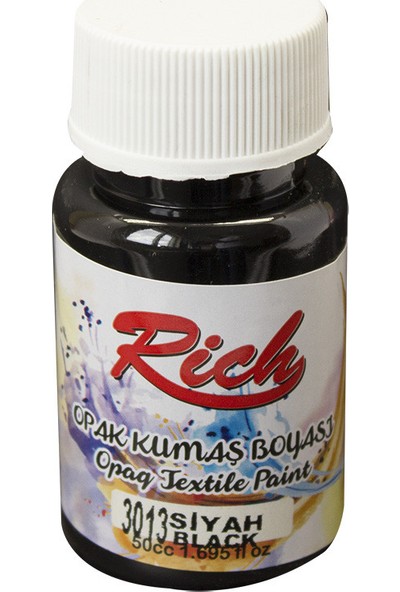 Rich Kumaş Boyası Opak 50 cc Siyah 3013 Rich Kumaş Boyası Opak 50 cc Siyah 3013