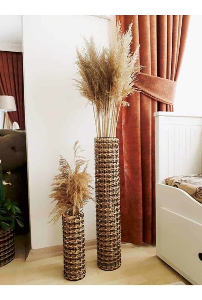 Pazardanal Metal Tel Hasır Örgülü Dekoratif Vazo 60CM