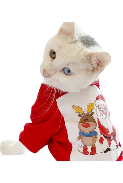 Kemique Noel Baba & Rudolph Kedi Tişörtü Yılbaşı, Noel Temalı Kedi Kıyafeti M Kemique Noel Baba & Rudolph Kedi Tişörtü Yılbaşı, Noel Temalı Kedi Kıyafeti M