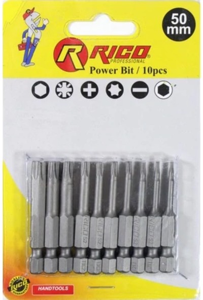 Rico 005-KK1131 10 Parça Torx Bits Uç Seti 50 mm Rico 005-KK1131 10 Parça Torx Bits Uç Seti 50 mm