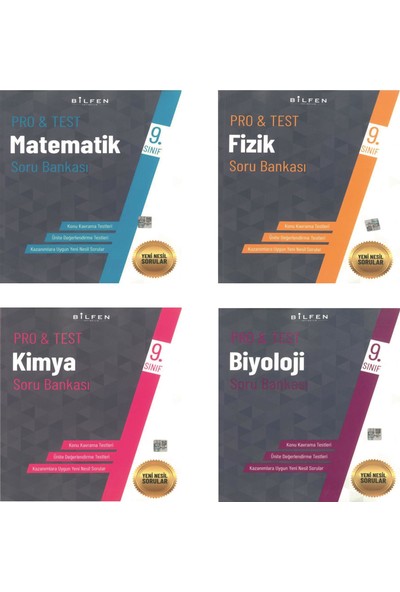 Bilfen Pro&Test 9. Sınıf 4'lü Sayısal Soru Bankası Seti (M-F-K-B)