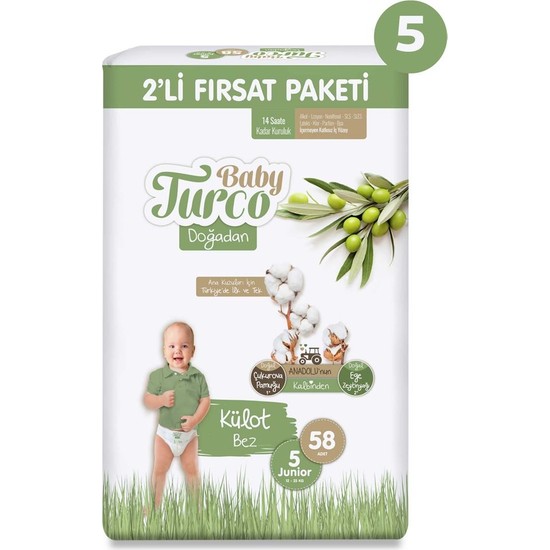 Baby Turco Doğadan 2'li Ultra Fırsat Paketi Külot Bez 5 Fiyatı