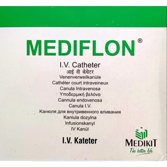 Mediflon Branül (Intraket) Anjiyokat I.v Kanül Sarı (24G) 1 Fiyatı