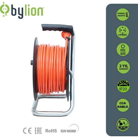 Bylion Makaralı Seyyar Uzatma Kablosu 3*2.5Mm² 20 Mt. Fiyatı