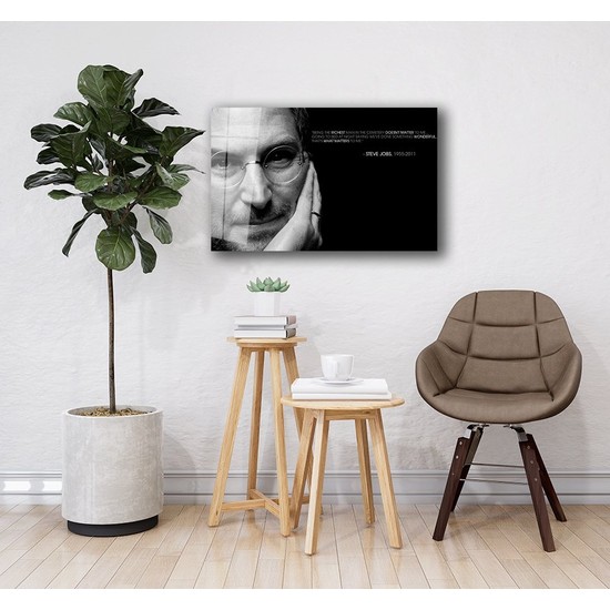 Teknoo Siyah Beyaz Insan Fotoğrafları Steve Jobs Cam Tablo Fiyatı
