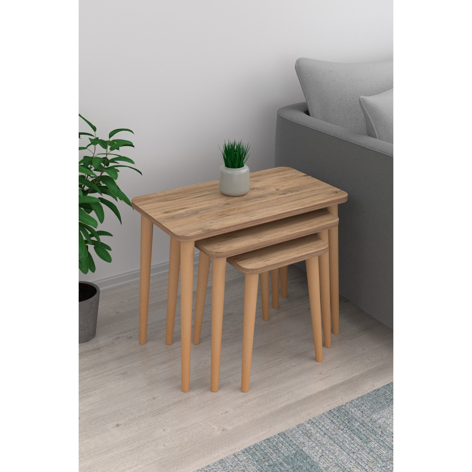 Pratico Napoli 3'lü Zigon Sehpa Atlantik Çam Fiyatı