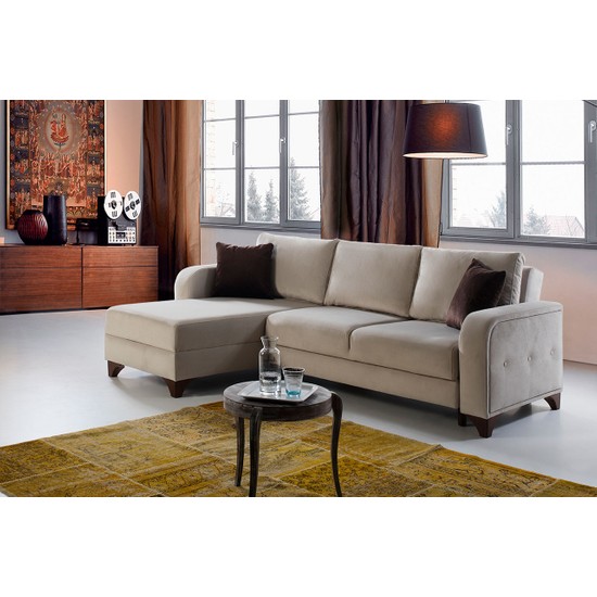 Perla Sofa Frida Yataklı Sandıklı Köşe Takımı Krem Fiyatı