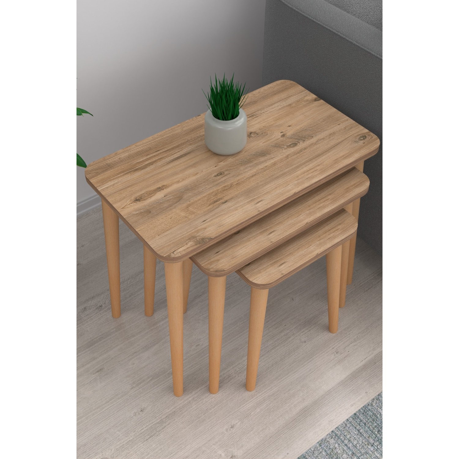 Pratico Napoli 3'lü Zigon Sehpa Atlantik Çam Fiyatı