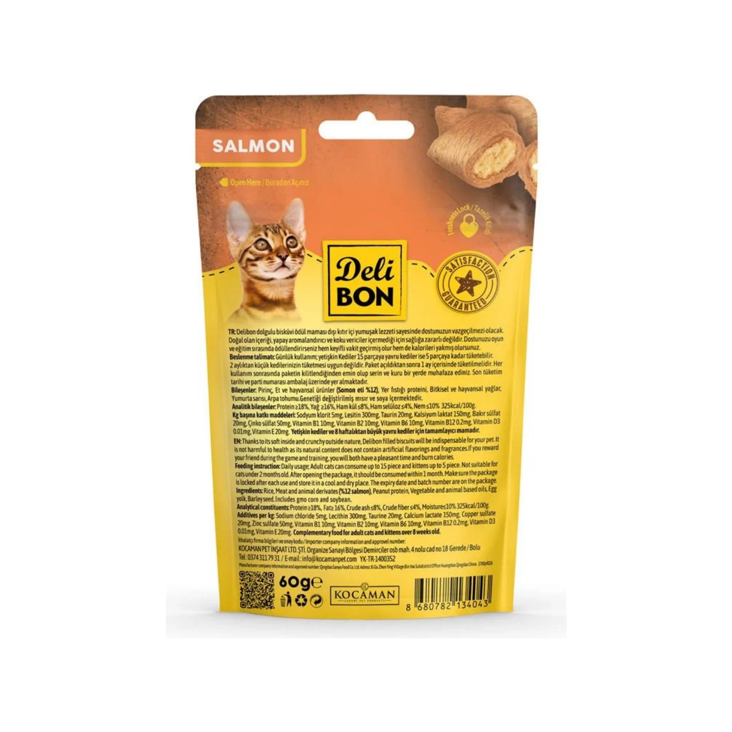Delibon Crunchy Içi Dolgulu Kedi Ödül Bisküvisi Somonlu 60 Fiyatı