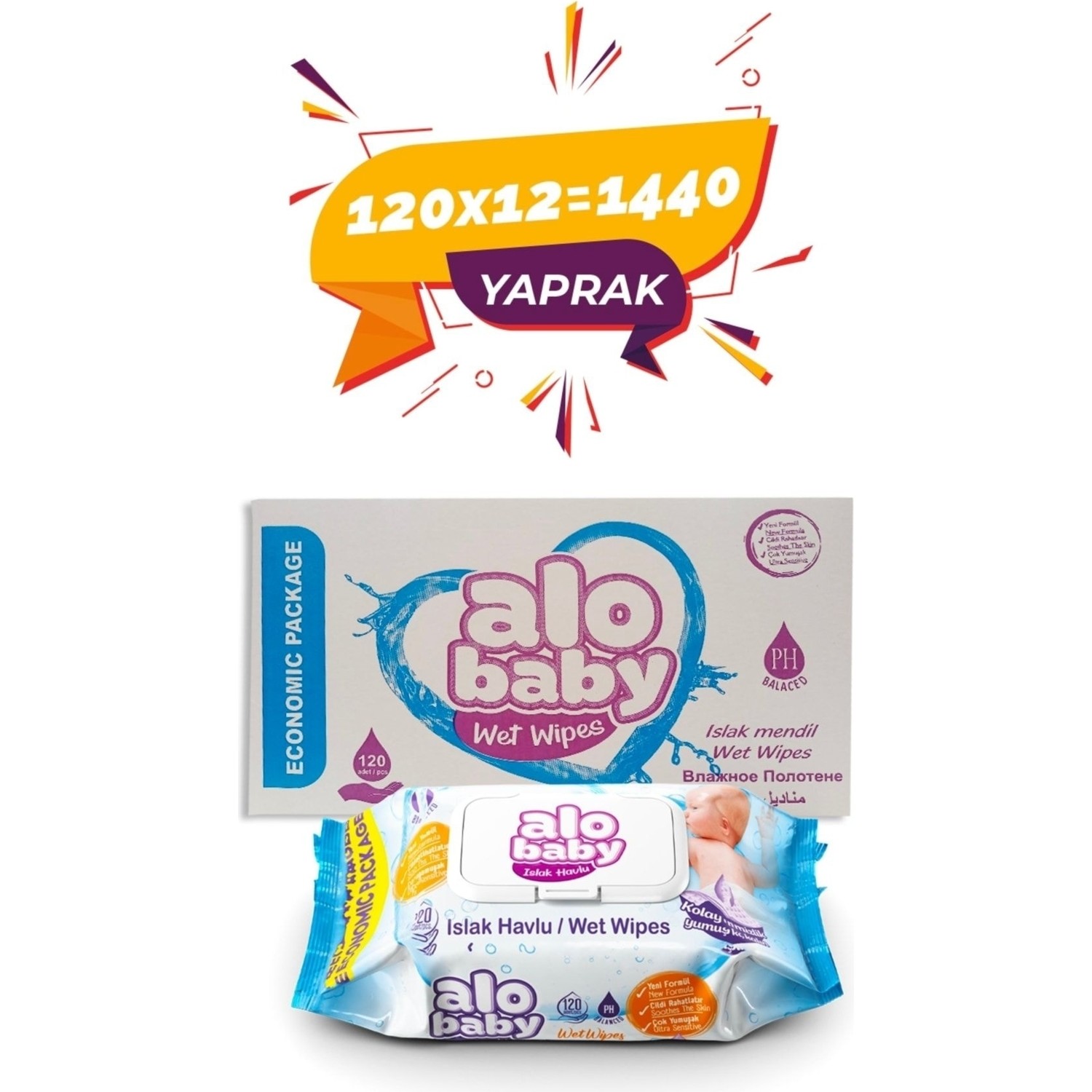 Alo Baby Ekopack Islak Havlu 120'LI x 12 Paket Fiyatı