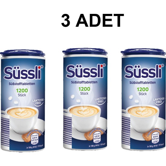 Süssli 1200 Tablet Tatlandırıcı Laktozsuz 3 Adet Fiyatı