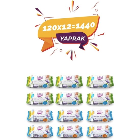 Alo Baby Ekopack Islak Havlu 120'LI x 12 Paket Fiyatı