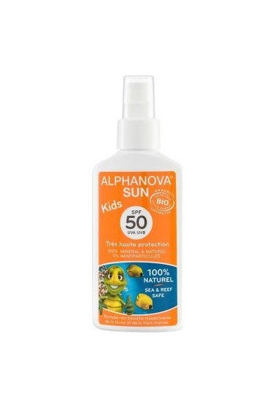 Alphanova Çocuklar için Organik ve Yüksek Koruma Güneş Kremi SPF50+ - Sprey, 3+ yaş Alphanova Çocuklar için Organik ve Yüksek Koruma Güneş Kremi SPF50+ - Sprey, 3+ yaş