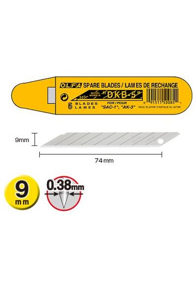 Olfa Dkb-5 30 Derece Açılı Dar Maket Bıçağı Yedeği 5'Li Kap