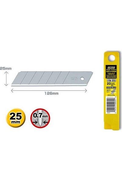 Olfa Hb-20 Ağır Sanayi Tipi 25 Mm Maket Bıçağı Yedeği 20'Li Tüp Olfa Hb-20 Ağır Sanayi Tipi 25 Mm Maket Bıçağı Yedeği 20'Li Tüp
