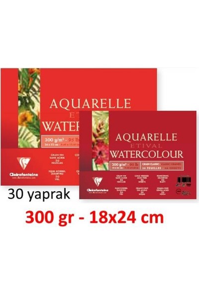 Clairefontaine Aquarelle Sulu Boya Blok 300Gr. 18X24Cm