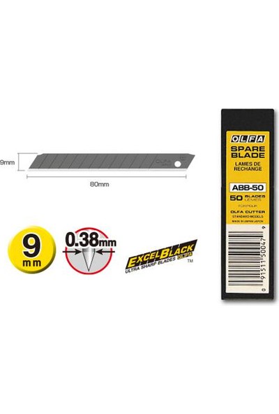 Olfa Abb-50 Ekstra Keskin Black Seri Dar Maket Bıçağı Yedeği 50'Li Tüp Olfa Abb-50 Ekstra Keskin Black Seri Dar Maket Bıçağı Yedeği 50'Li Tüp